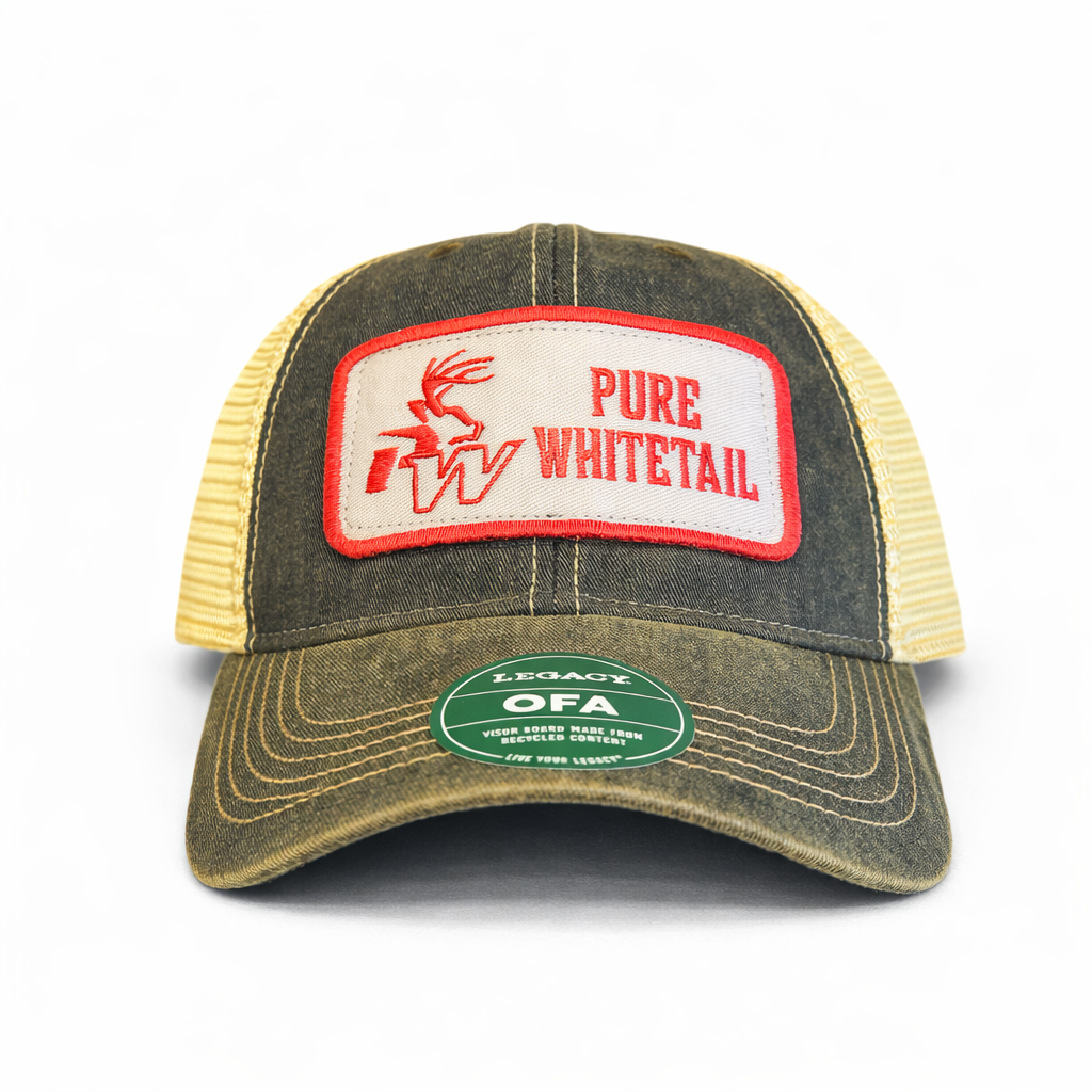 Pure Whitetail Legacy Snapback Black/Khaki w/ Red Patch